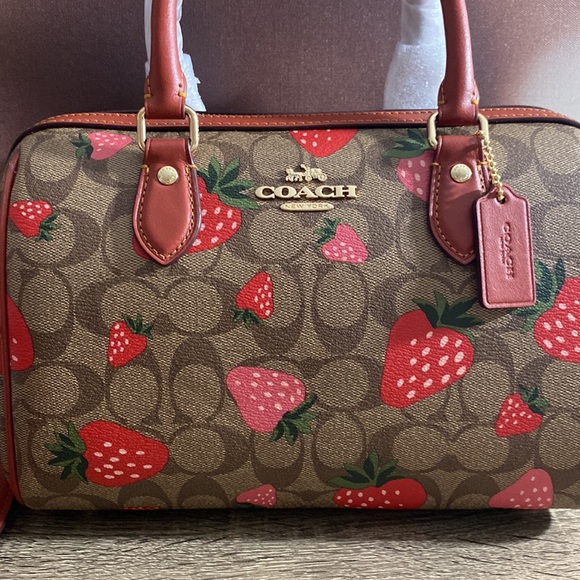 Coach | Bags | Coach Rowan Satchel With Wild Strawberry Nwt | Poshmark